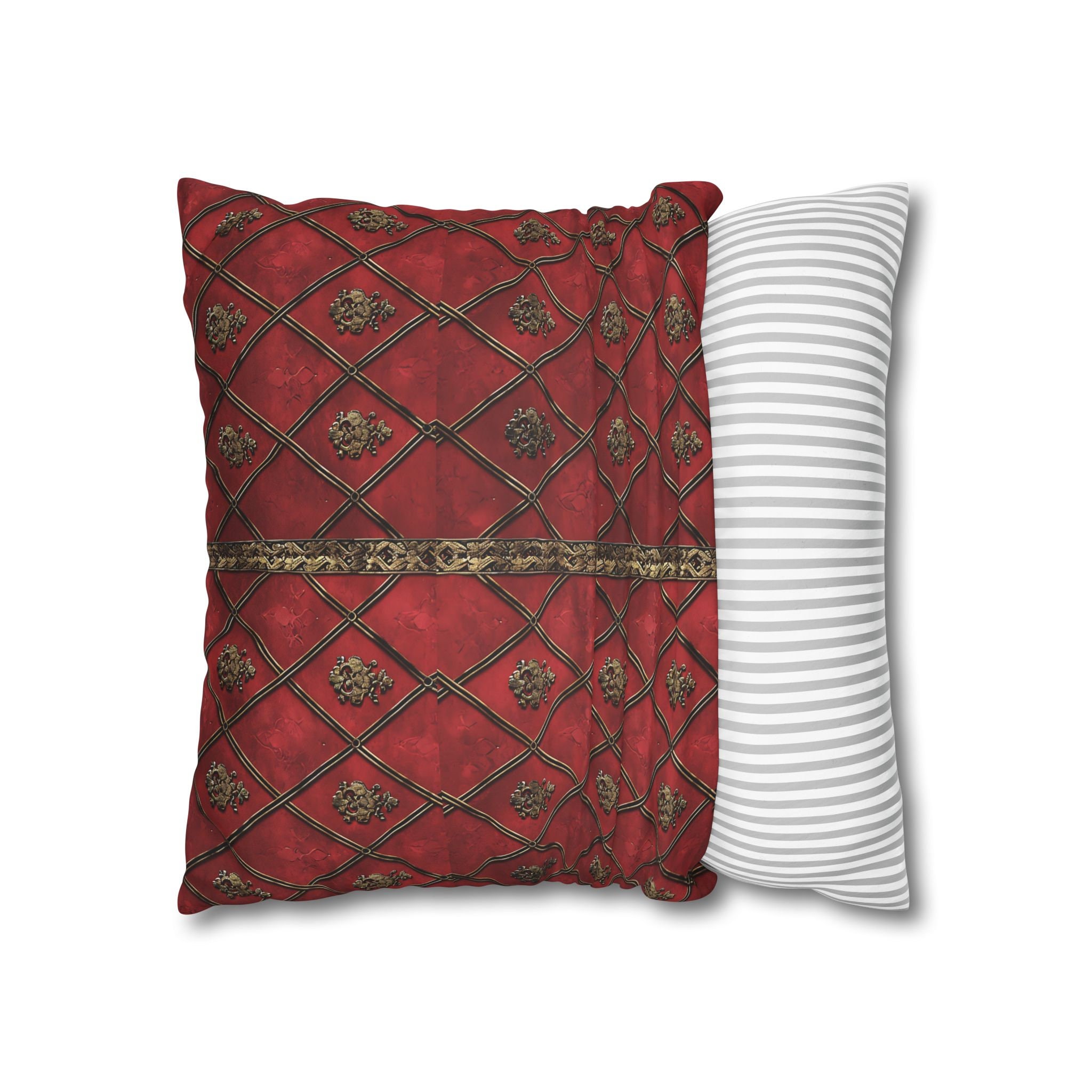 Bridgerton Inspired Square Red Pillowcase Regal Diamond Pattern Cushion ...