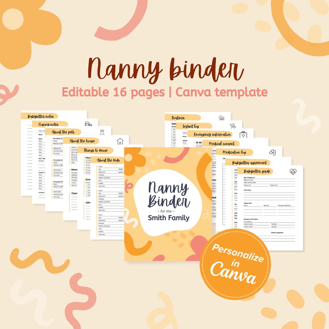 Nanny Binder Printer, Emergency Binder, Nanny Agreement, Infant Daily ...