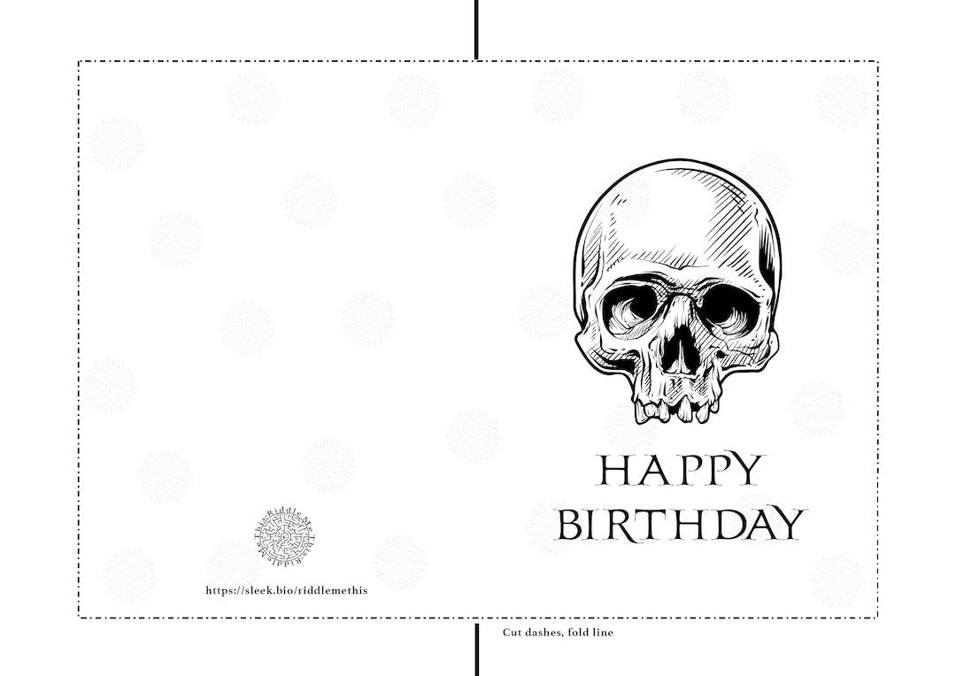 Printable Version: Happy Birthday Skull Card - Etsy