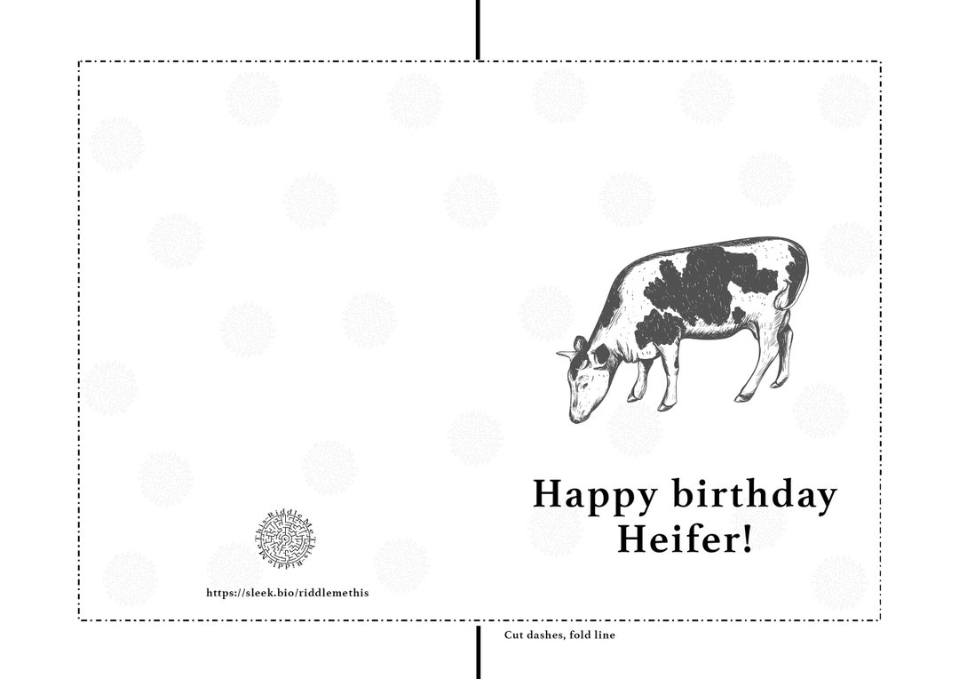 Printable Version: Happy Birthday Heifer Card - Etsy