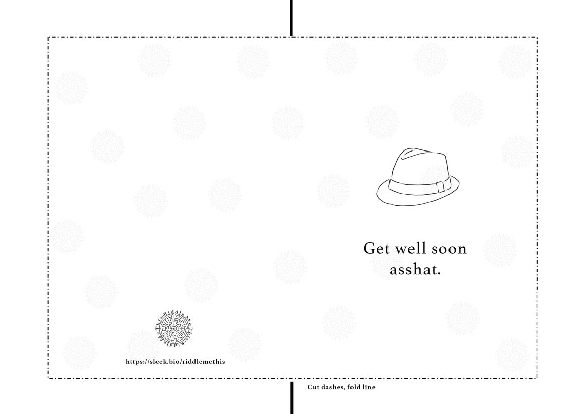 Printable Version: Get Well Soon Asshat - Etsy