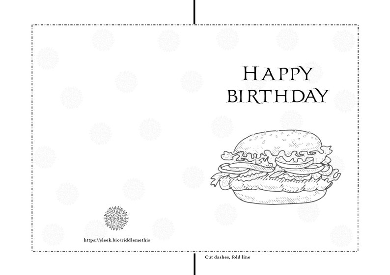 Printable Version: Happy Birthday Burger Card - Etsy