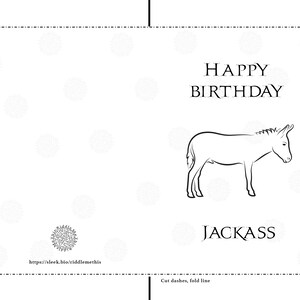 Printable Version: Happy Birthday Jackass Card - Etsy