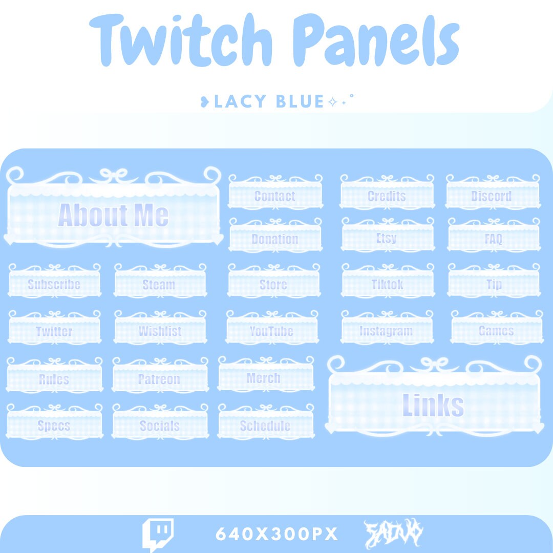 24 Blue Lacy Twitch Panels Princess Lace Cute Blue - Etsy