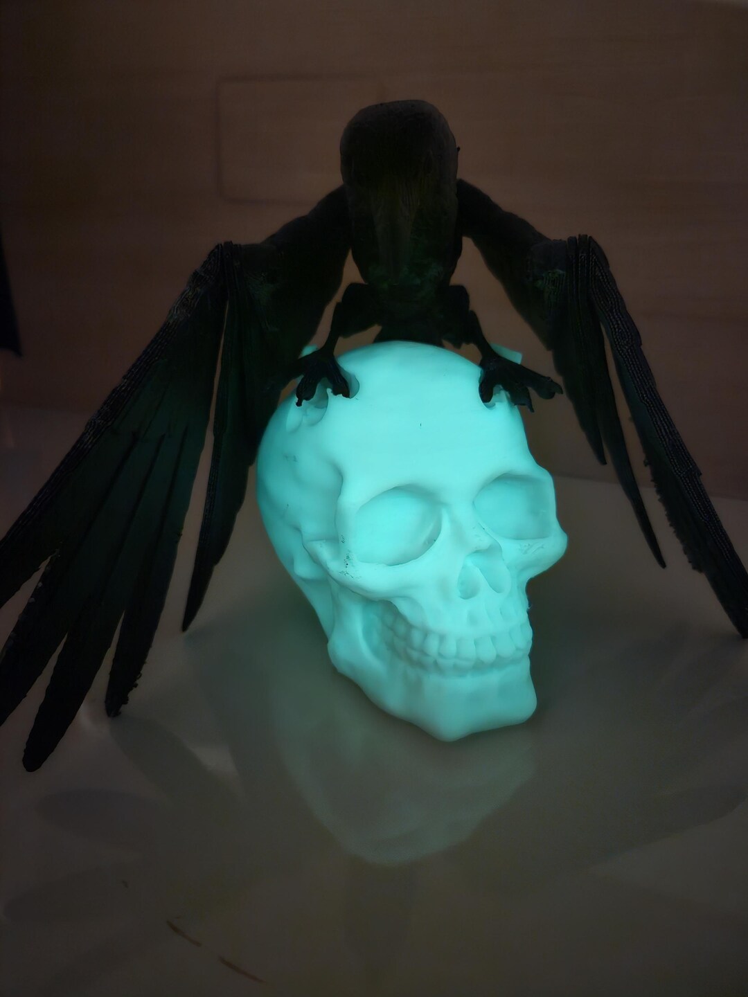 3D Printed Articulated Crow and Glow in the Dark Skull - Etsy