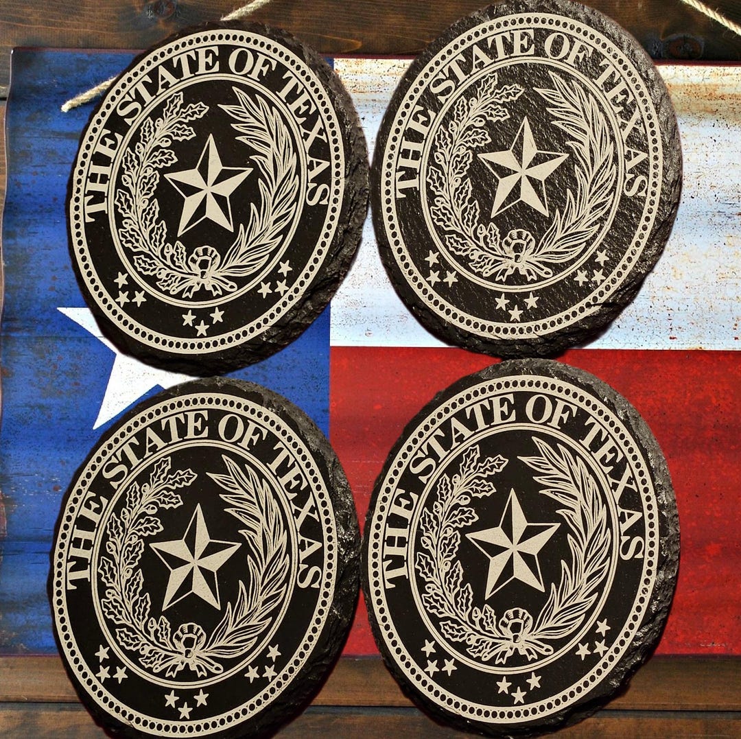 The State of Texas Seal Laser Engraved Slate Coasters - Etsy