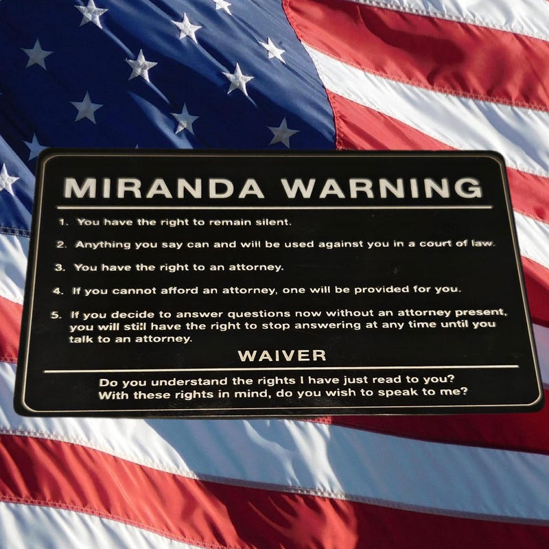 Metal Miranda Rights Cards - Etsy
