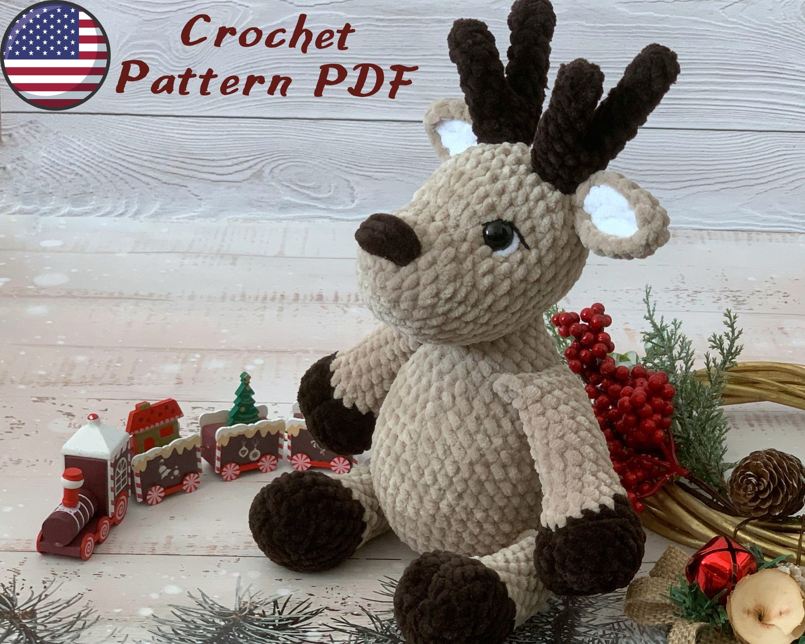 Crochet Deer Pattern PDF Cristmas Reindeer Amigurumi Pattern - Etsy