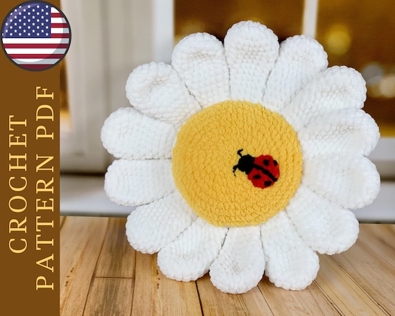 Daisy Flower Pillow Crochet Pattern PDF Amigurumi Flower - Etsy