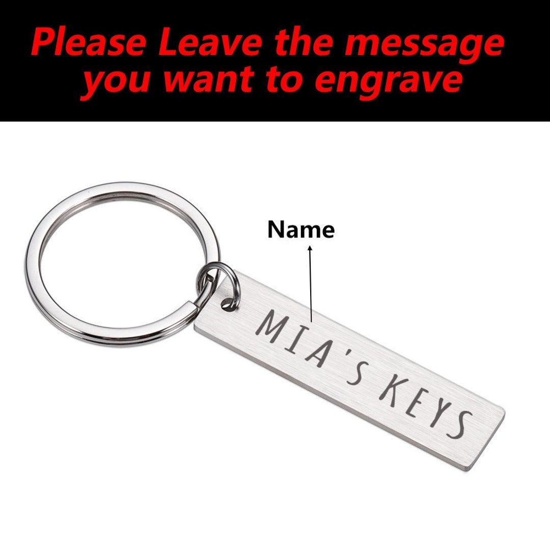 Custom Engraved Keychain, Rectangular Keychain, Bar Keychain ...