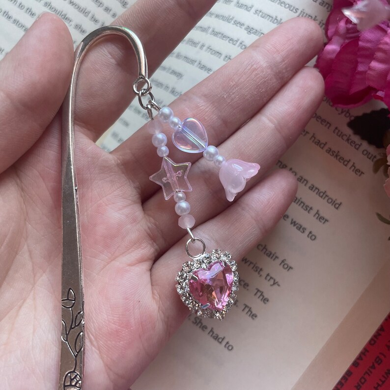 Pink Coquette Aesthetic Inspired Metal Bookmark Pearls - Etsy