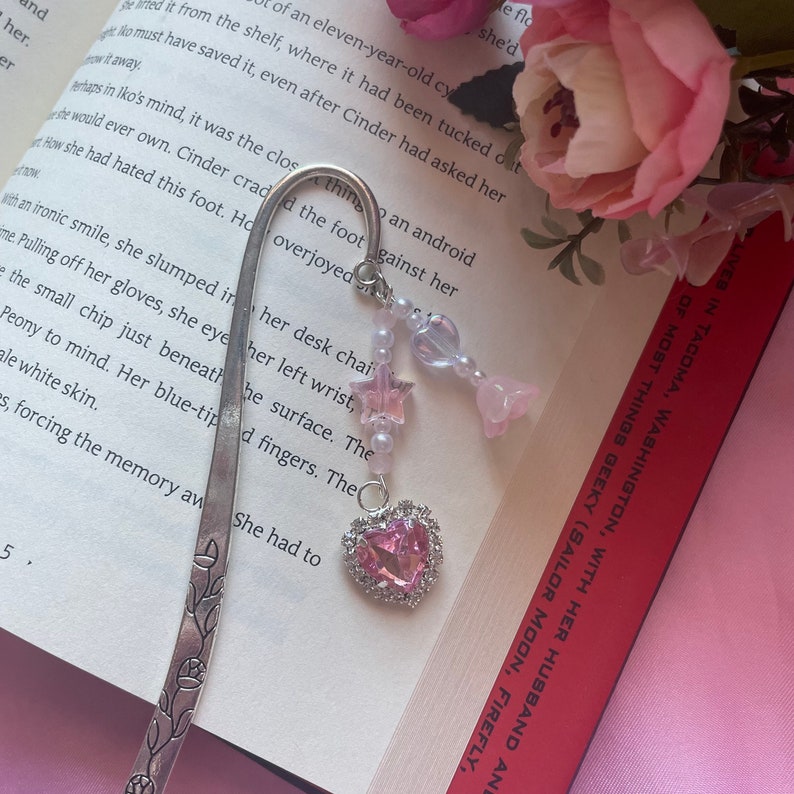 Pink Coquette Aesthetic Inspired Metal Bookmark Pearls - Etsy