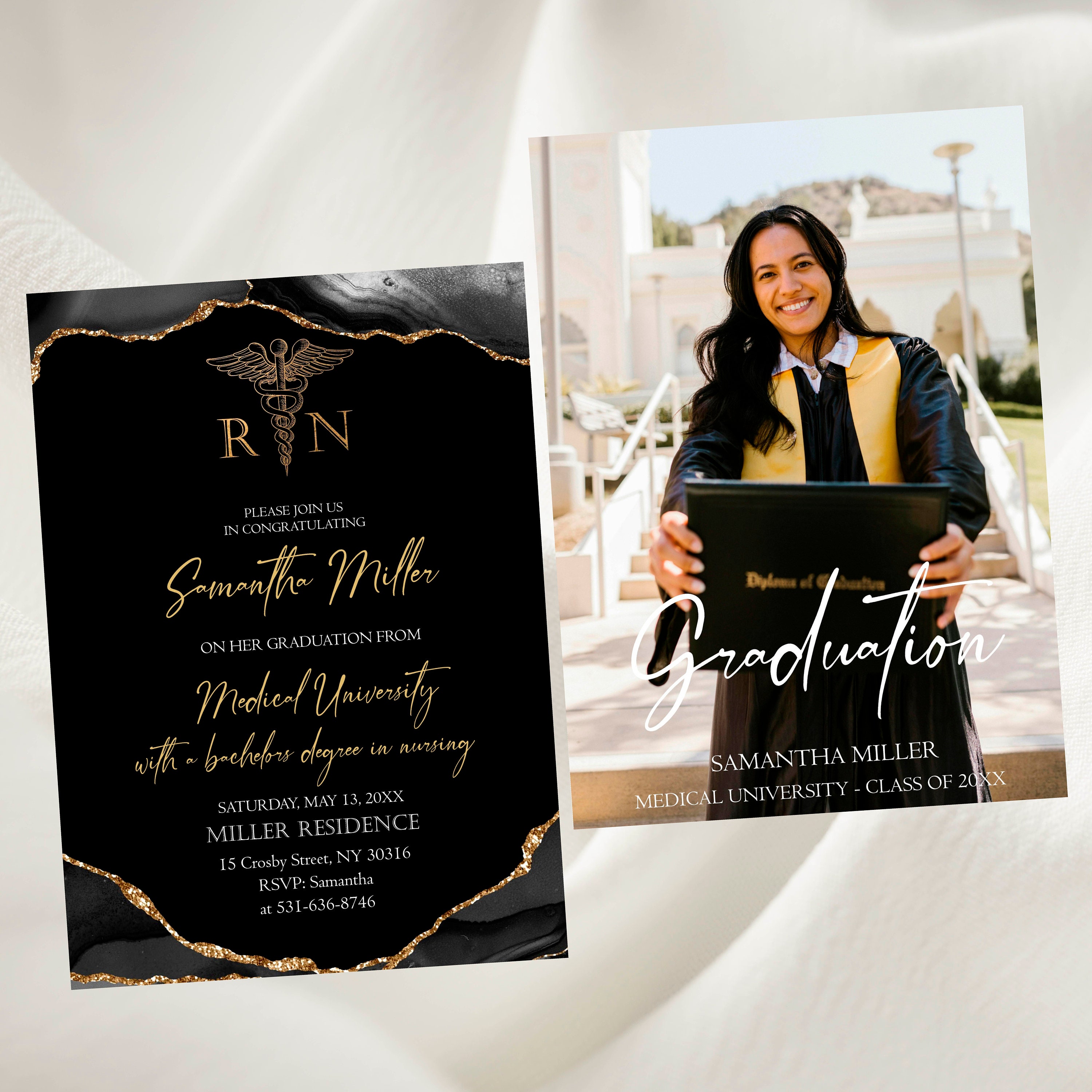 Editable Nursing Graduation Invitation, RN Invitation,nursing ...