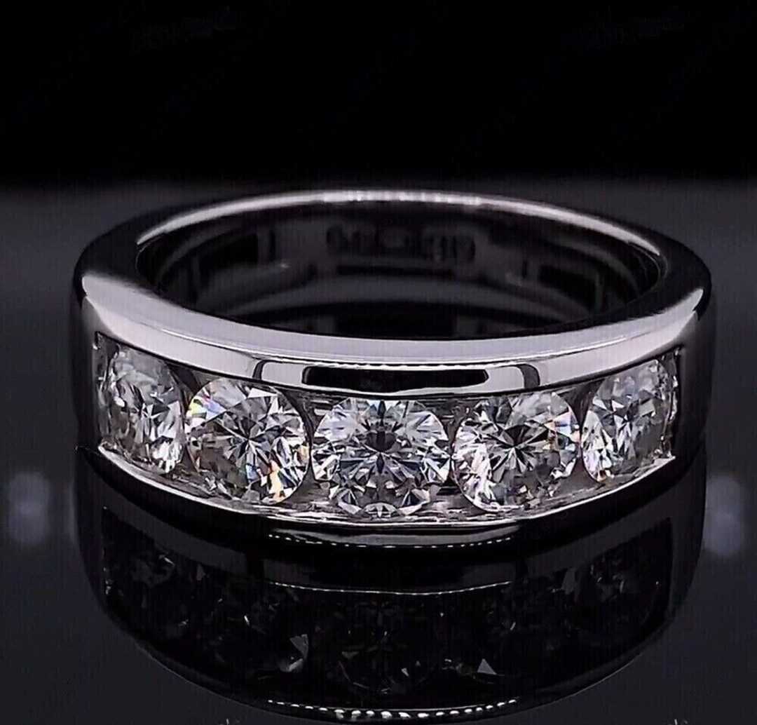 Men's Anniversary Band, Men's Wedding Band, 3.11 Ct Round Diamond, Men ...