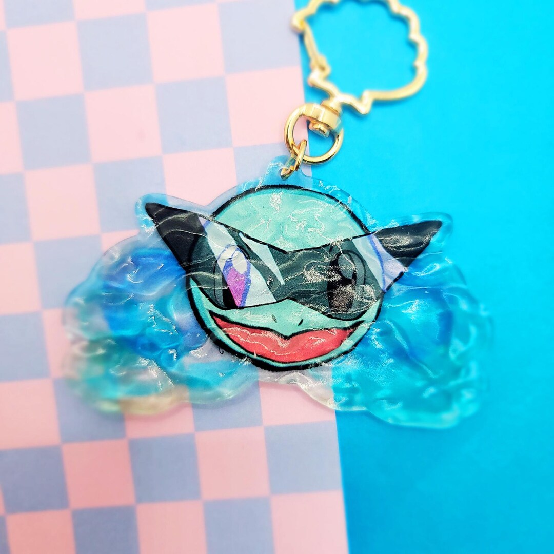 Bubble Turtle Ripple Acrylic Keychain: Kawaii Water Starter Charm (3.5 ...