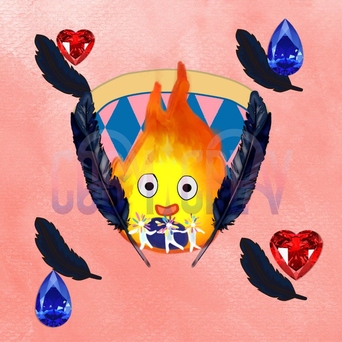 Flame Raven Wizard Keychain keycharm Key Ring Anime Merch - Etsy