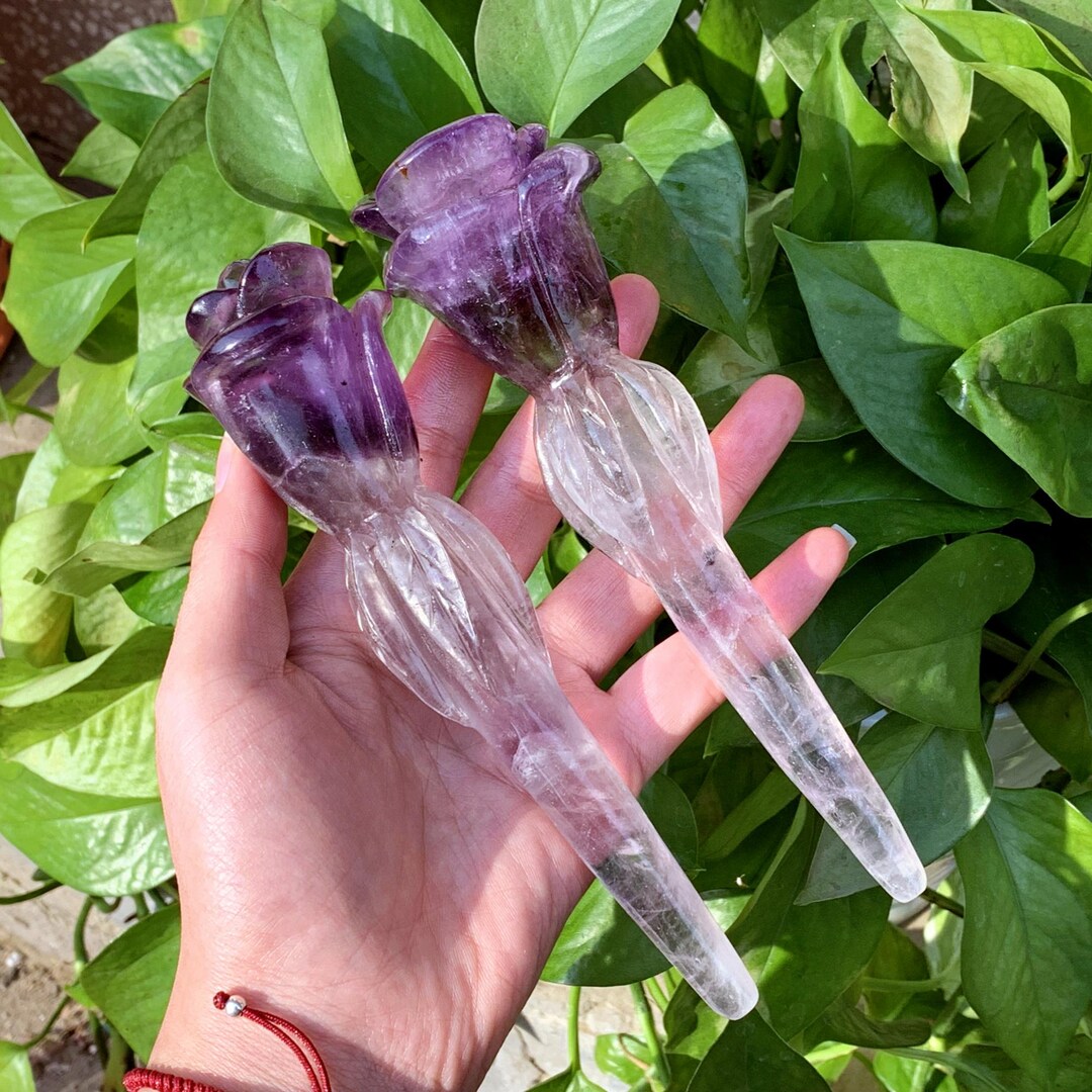 Rose améthyste naturelle 7 po., Fleur d'améthyste, Fleur de quartz ...