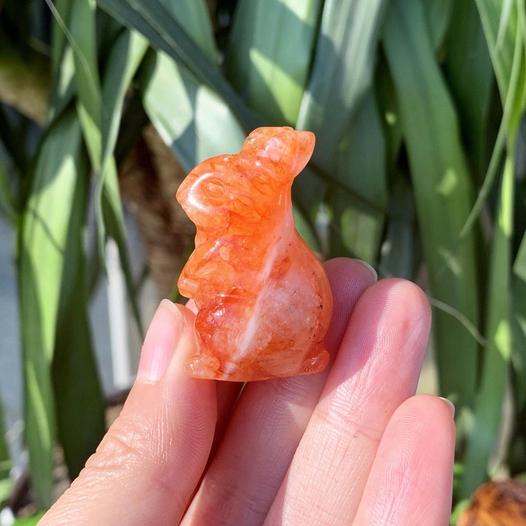 1.5" Natural Red Hematoid Rabbit,quartz Rabbit,crystal Rabbit,rabbit ...