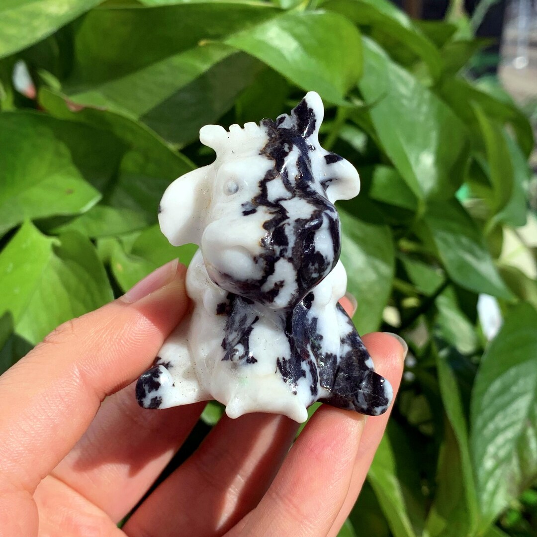 2.1" Natural Zebra Stone Cow,quartz Cow,crystal Cow,crystal Animal,cow ...