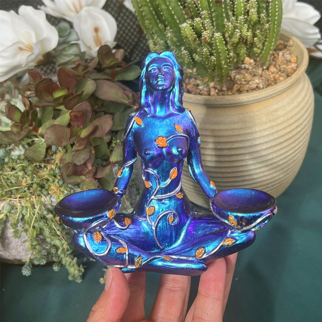 Blue Statue of Goddess Gaia Base,resin Decorations,mother Earth Resin ...