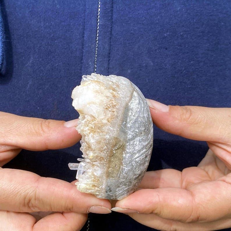3.4‘’ Natural Calcite Skull, Clear Quartz Cluster Skull, Reiki Healing ...