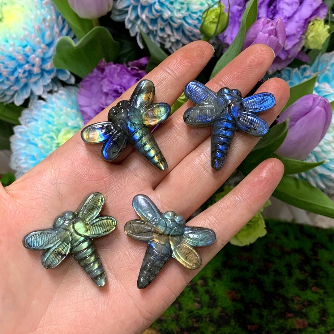 1.3‘’ Natural Labradorite Dragonfly,quartz Crystal Dragonfly,crystal ...