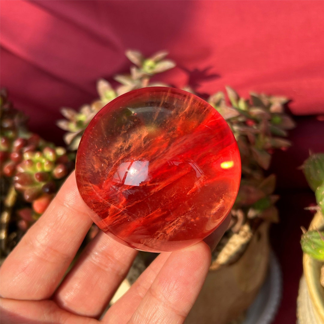 50MM+ 1PC Red Smelting Stone Ball,quartz Ball Crystal Sphere,mineral ...