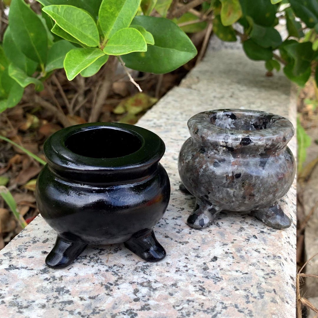 2.2“ Natural Yooperlite /obsidian Cauldron,quartz Censer,crystal Pot ...