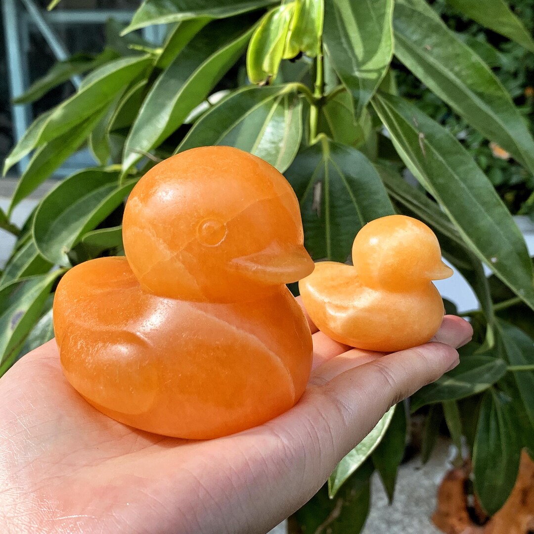3.5" Natural Yellow Calcite Duck,quartz Duck,crystal Duck,duck Carving ...