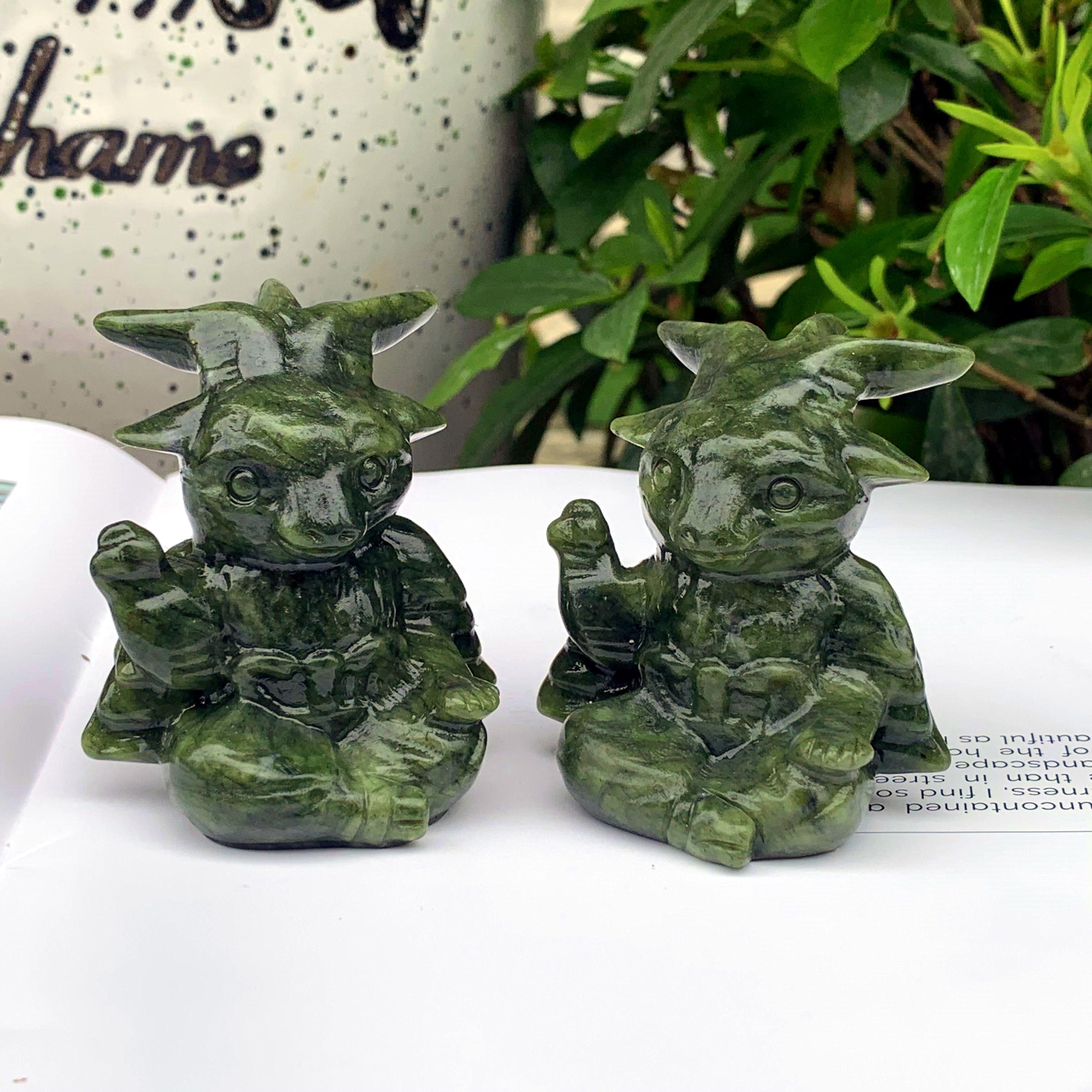 2.4“ Natural Green Jade Yoga Sheep,quartz Crystal Goat,crystal Animal ...