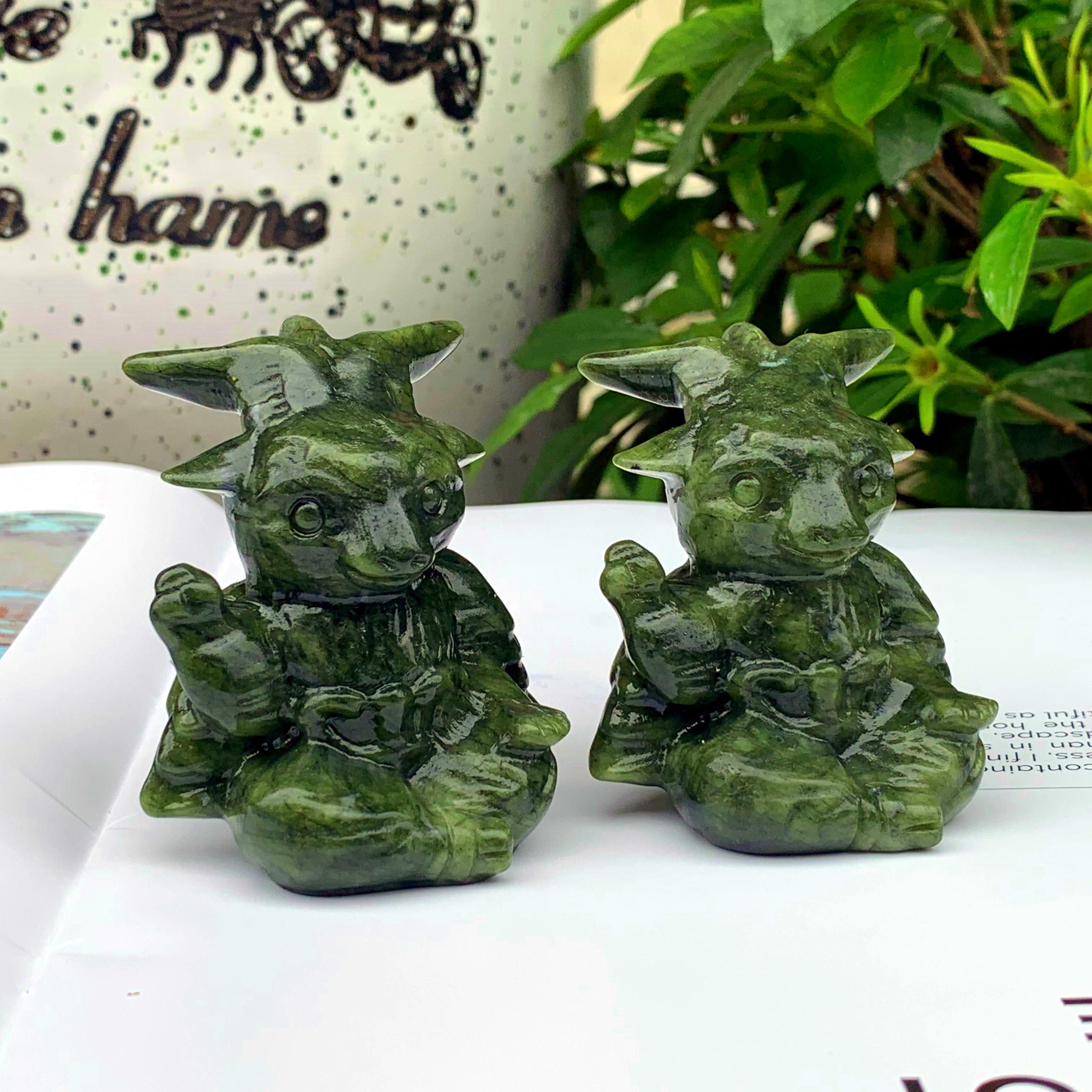 2.4“ Natural Green Jade Yoga Sheep,quartz Crystal Goat,crystal Animal ...