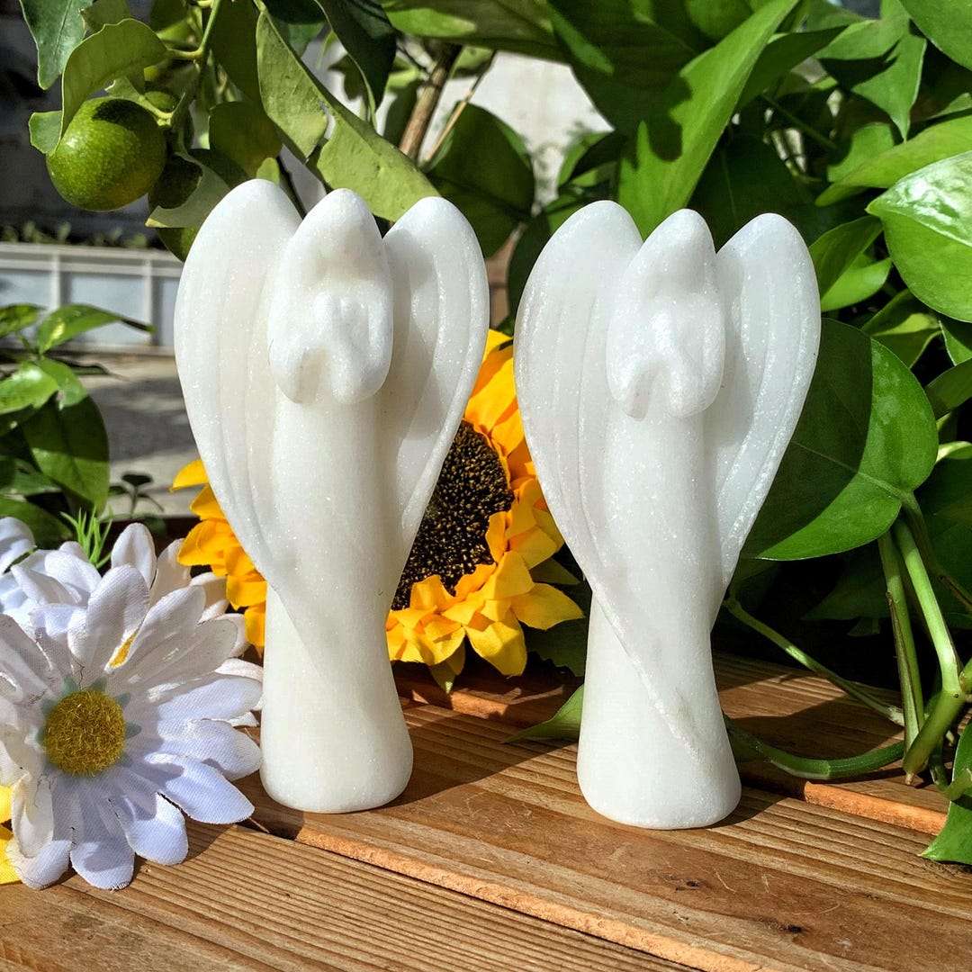4.3"+ Natural Hand White Jade Angel Carving,quartz Crystal Angel,gem ...