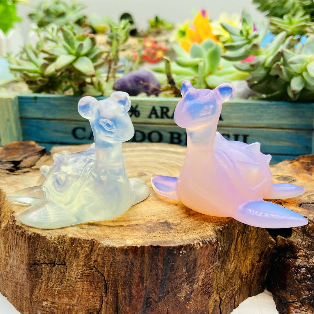 1PC 2 Hand White/pink Opalite Lapras Carved,quartz Crystal Skull ...