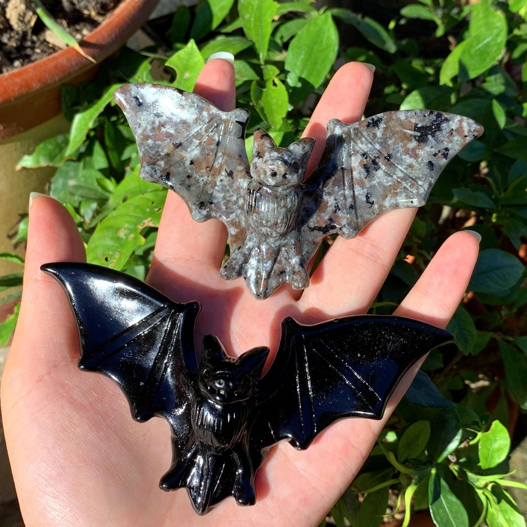 4.7" Natural Yooperlite Bat, Obsidian Bat, Crystal Bat,quartz Bat,home ...