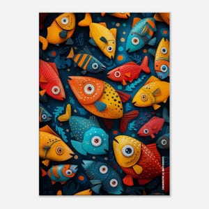 Colorful Fish Parade High-quality Canvas - Etsy