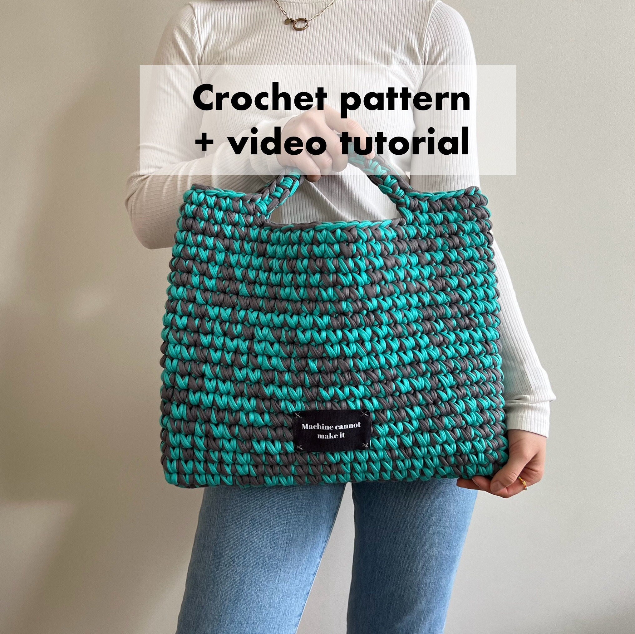 Tote Bag Crochet Pattern, Comprehensive Video Tutorial, Chunky Handmade ...