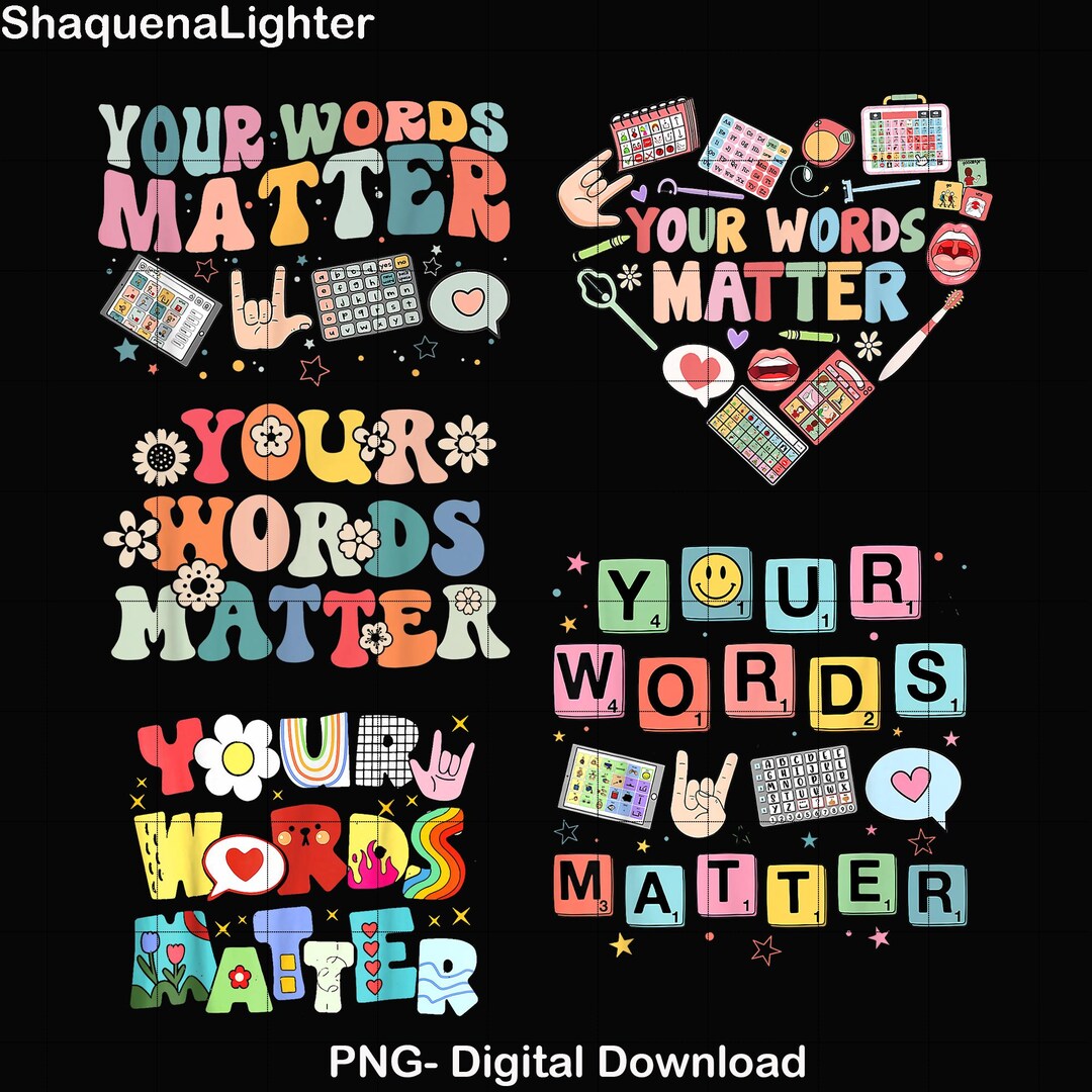 5 Your Words Matter Png, Speech Therapy Bundle Png, SLP Bundle, Speech ...