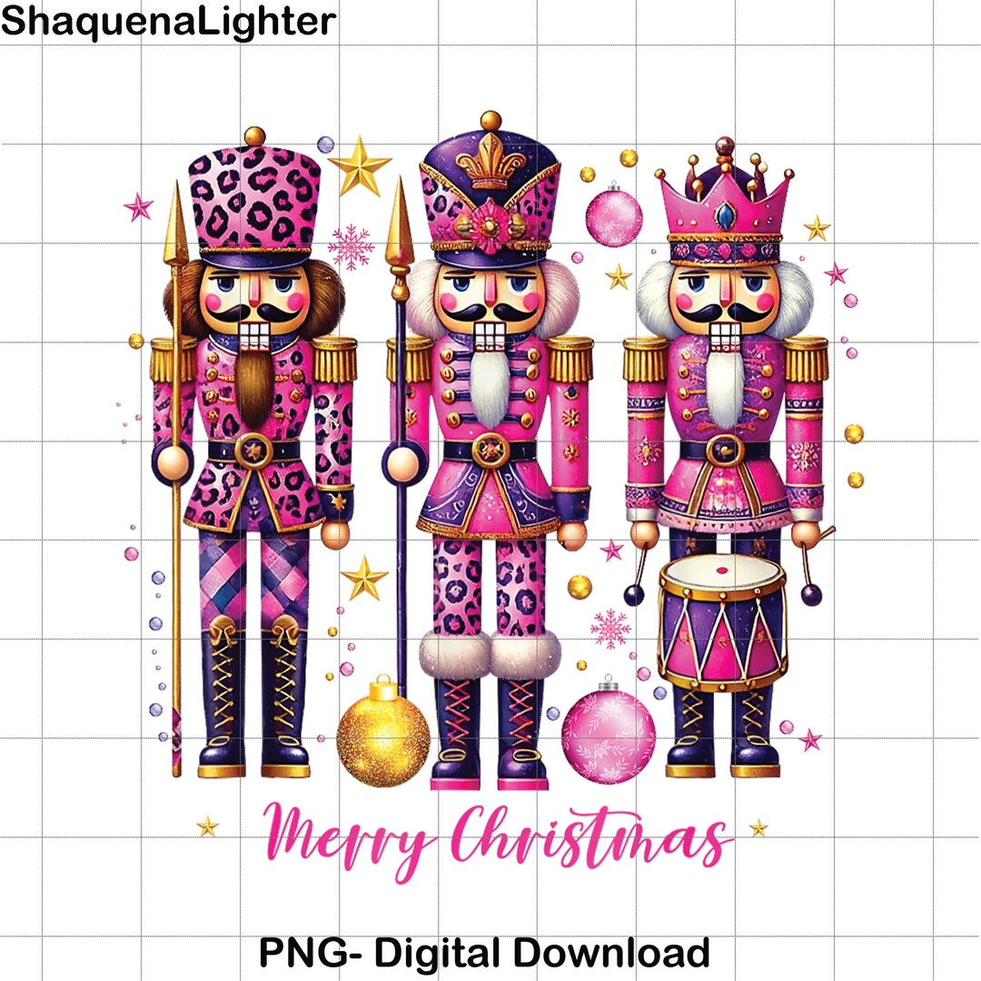 Pink Nutcracker Friends PNG, Pink Christmas PNG, Christmas Png, Retro ...