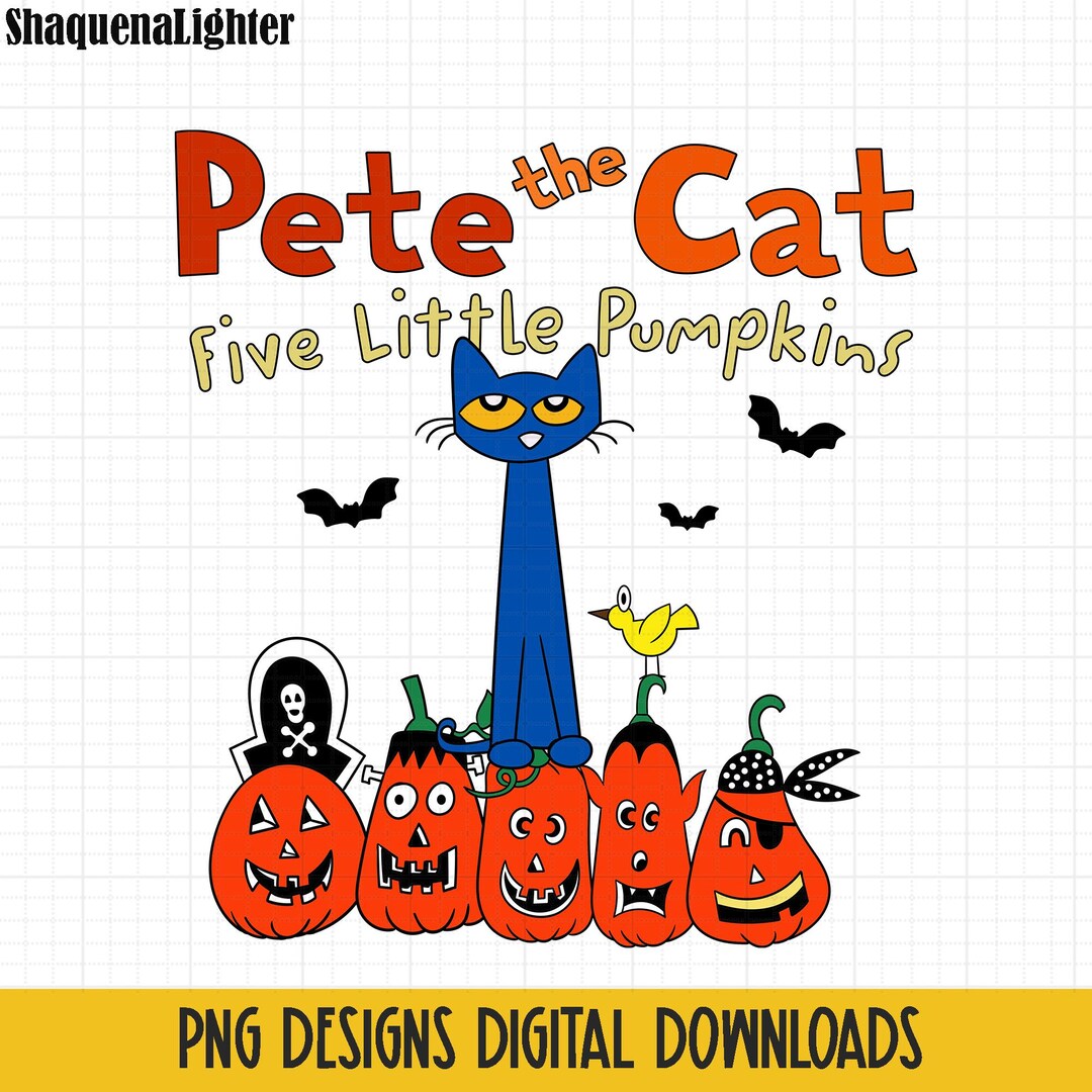 Pete the Cat Five Little Pumpkins Png, Halloween Teacher Png, Teacher ...