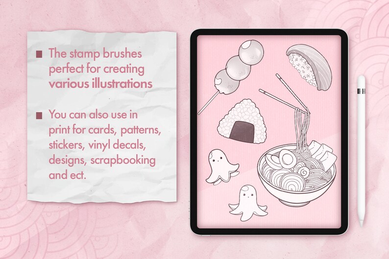 Procreate Japanese Food Stamp Procreate Brushes Anime | Etsy