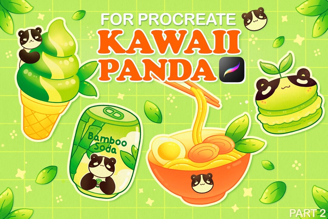 Food Procreate Brushes, Panda Stamps, Procreate Stamp Brushes, Cute ...