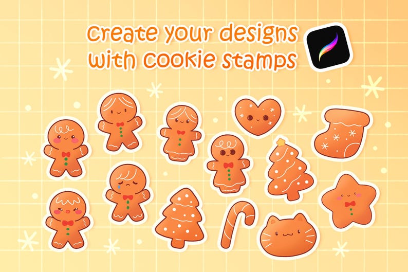Kawaii Procreate Brushes, Procreate Christmas Brushes, Food Procreate ...