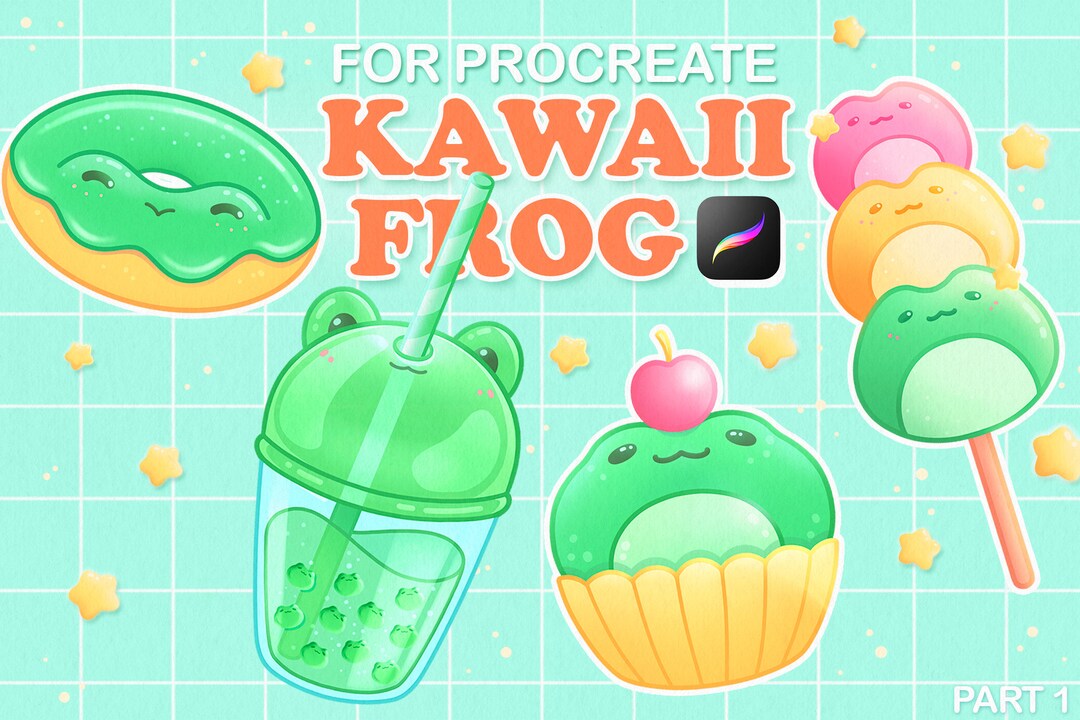 Kawaii Procreate Brushes, Procreate Frog Stamps, Procreate Anime Stamps ...