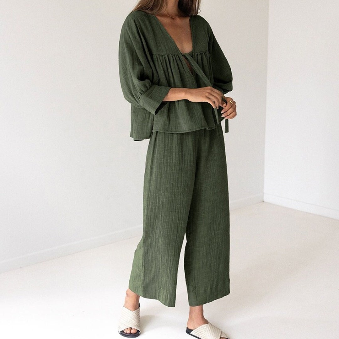 2pcs Muslin Pajamas Set Women's Clothes Set 100% Pure - Etsy