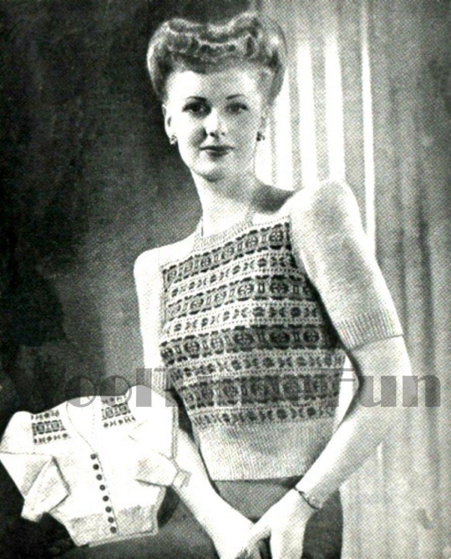 Custom 1940s Classic Fair Isle Jumper With Square Shoulders Custom 1940s Classic Fair Isle Jumper With Square Shoulders