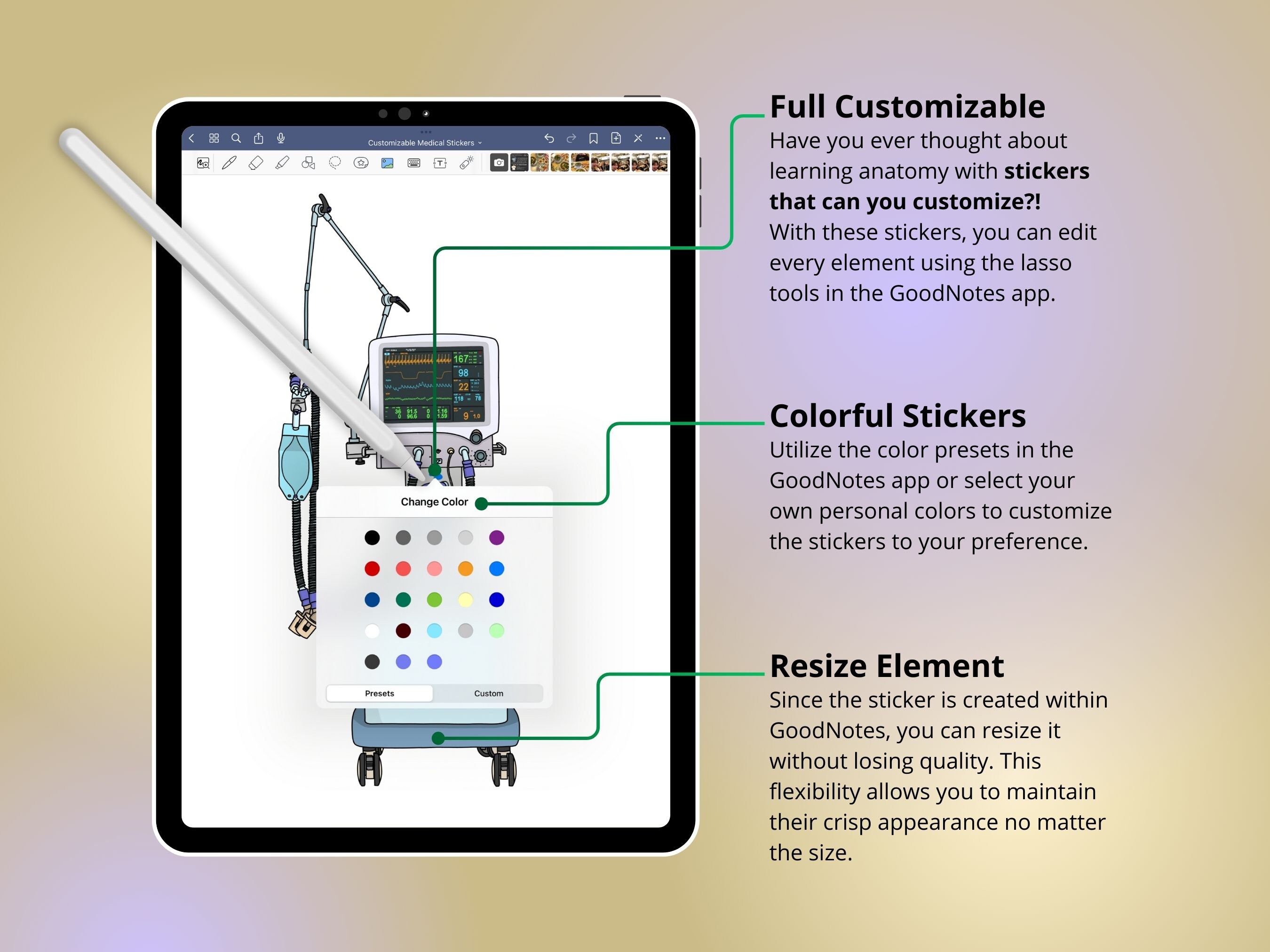 160 Customizable Medical Stickers, Nurse Stickers, Goodnotes Stickers ...