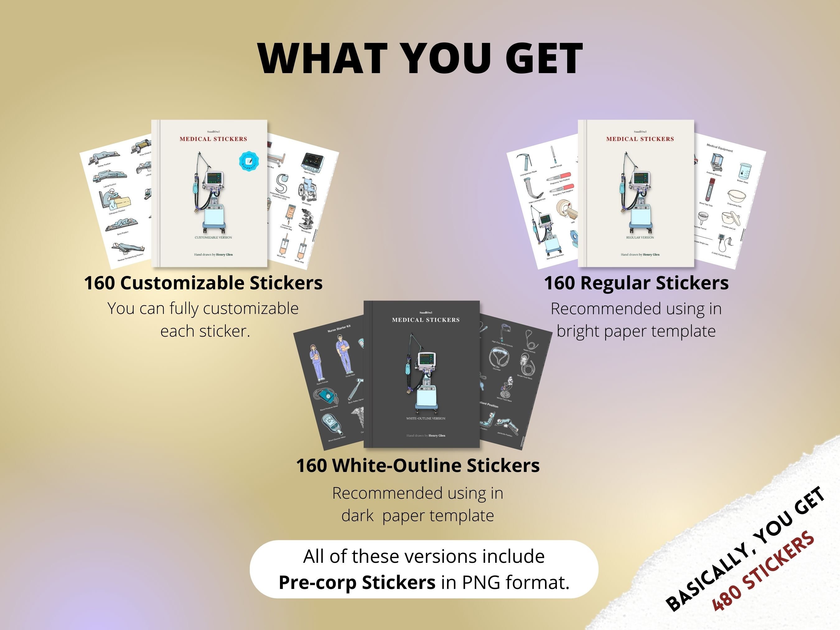 160 Customizable Medical Stickers, Nurse Stickers, Goodnotes Stickers ...