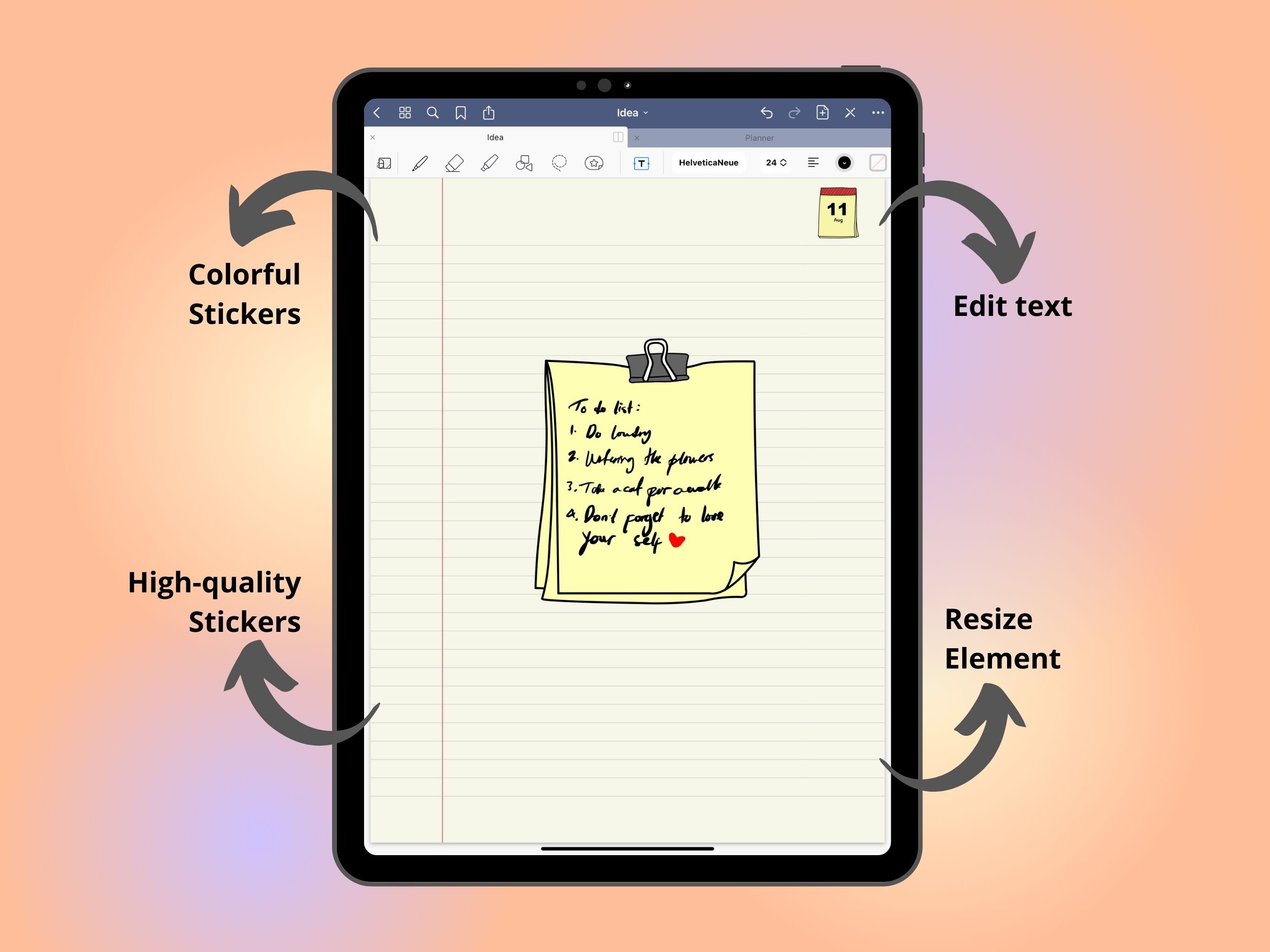 Daily Planner Stickers Goodnotes Sticky Note Post It Notes - Etsy