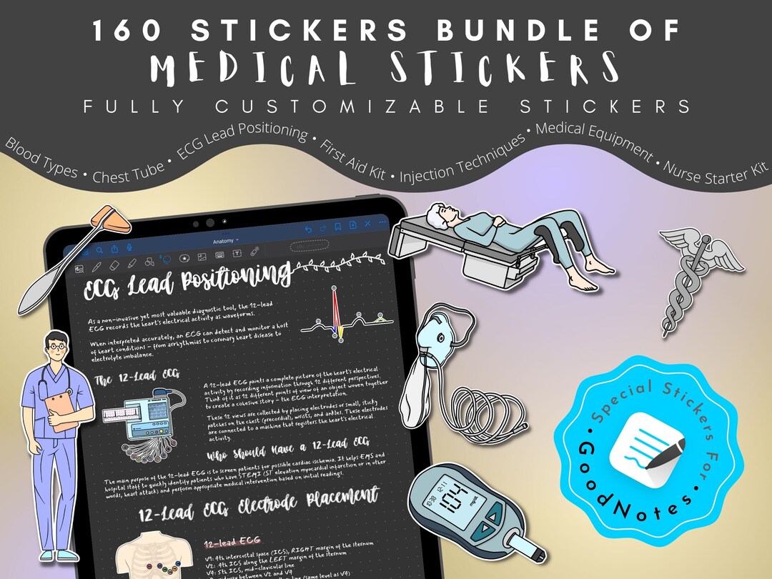 160 Customizable Medical Stickers, Nurse Stickers, Goodnotes Stickers ...