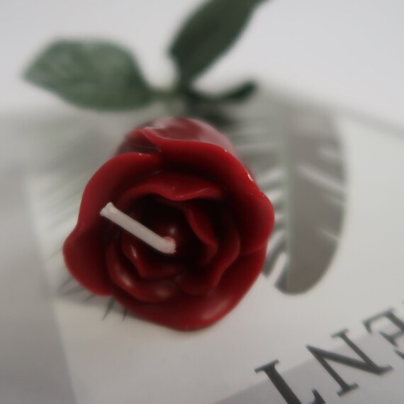 Long Red Rose Candle With Leaf Valentine's Day Rose - Etsy